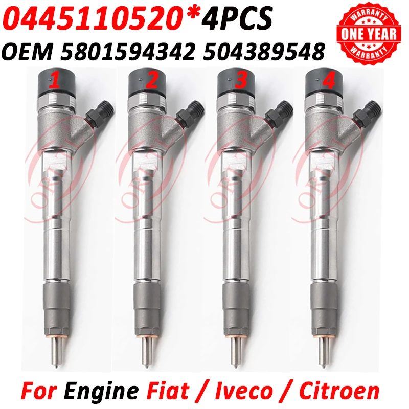 4pcs 0445110520 0445110418 New Fuel Injectors Diesel for Fiat Ducato ...