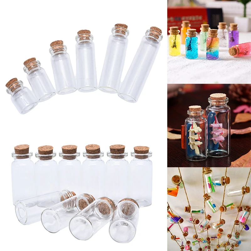 10PCS-Mini-Small-Glass-Bottles-with-Cork-Stopper-Clear-Wish-Bottle-Tiny ...