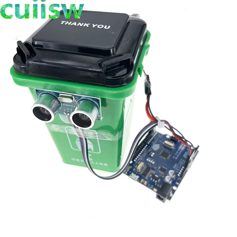 Kit Arduino de cubo de basura automático ultrasónico, Robot Diy, UNO R3, educación, programación ...