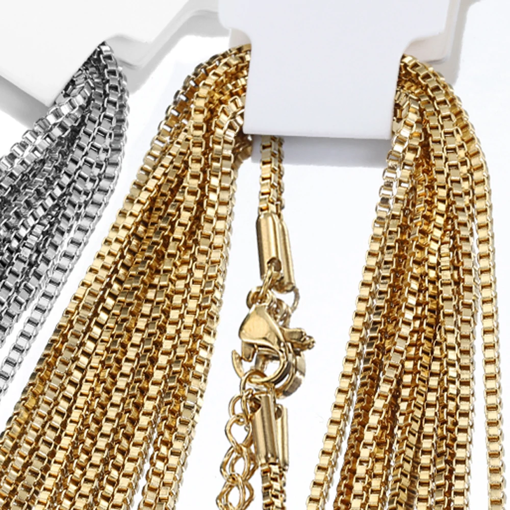 10pcs 5pcs Stainless Steel Box Chains for Jewelry Making DIY 45cm+5cm ...
