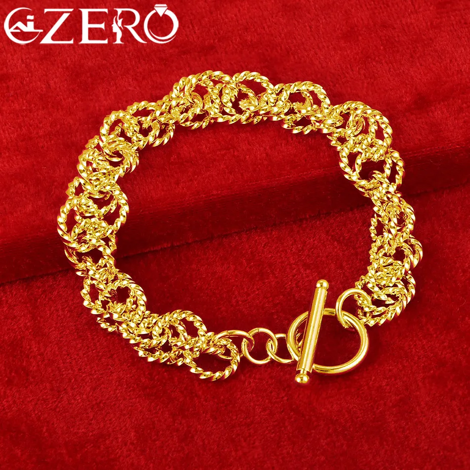 ALIZERO 24K Gold Full Twisted Rope Circle Bracelet Chain For Women ...