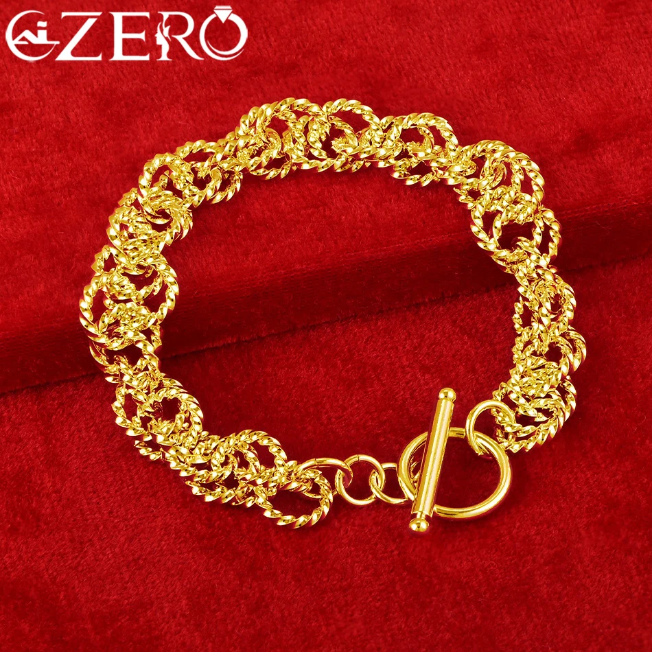 ALIZERO 24K Gold Full Twisted Rope Circle Bracelet Chain For Women ...