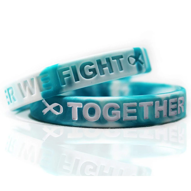 300pcs-Awareness-Ribbon-Together-We-Fight-Cervical-Cancer-Teal-White ...