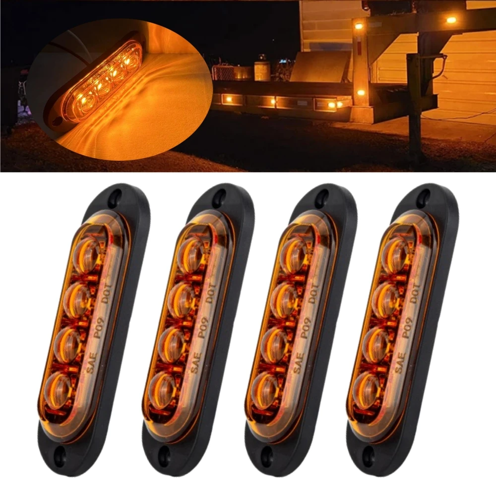 4PCS-Amber-Lights-LED-Side-Marker-Lights-Trailer-12v-24v-Truck-Fender ...