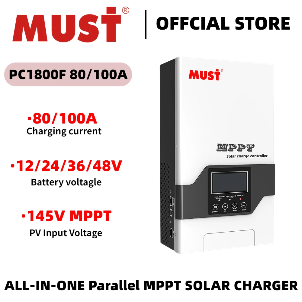MUST MPPT 80A 100A PC1800F Series Parallel Solar Charge Controller For ...