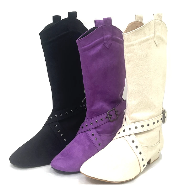 Suede Sole Boot Step Women Latin Dance Boots Salsa Shoe Long Warm Up ...