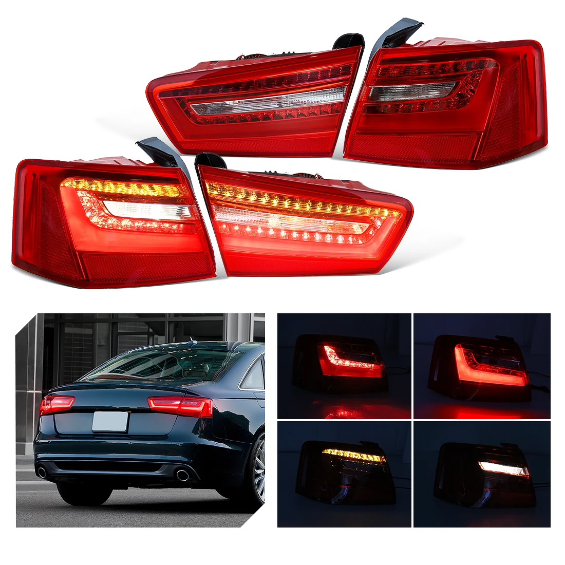 LED Car Taillight For Audi A6 C7 2010 2011 2012-2016 Rear Brake ...