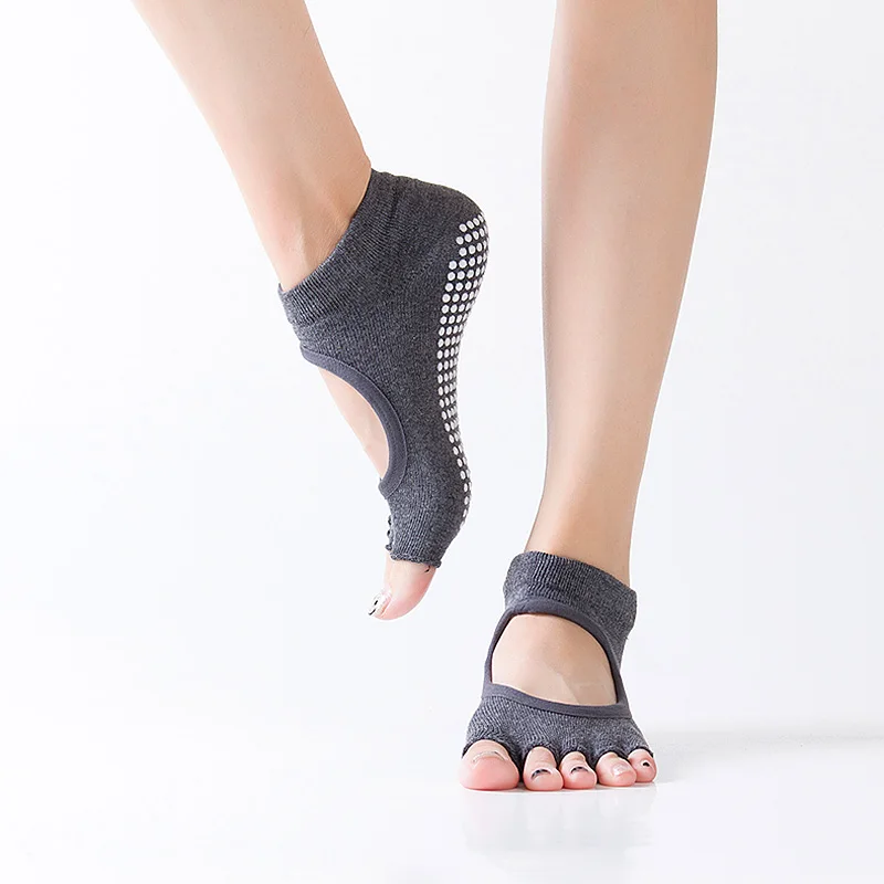 1-Pair-Women-Toeless-Yoga-Socks-Ballet-Dance-Half-Fingers-Sock-Slippers ...