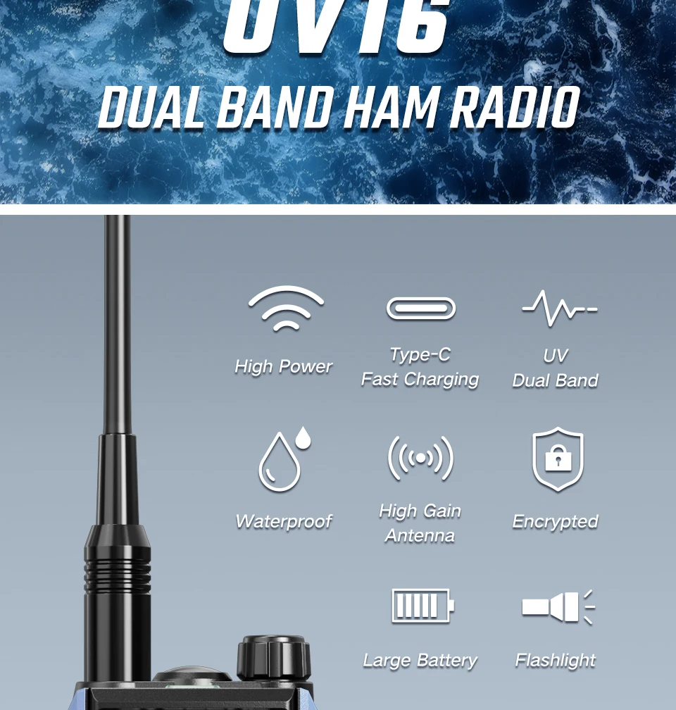 Talkies Walkies,talkie-walkie UV16 Max IP68,Radio bidirectionnelle ...