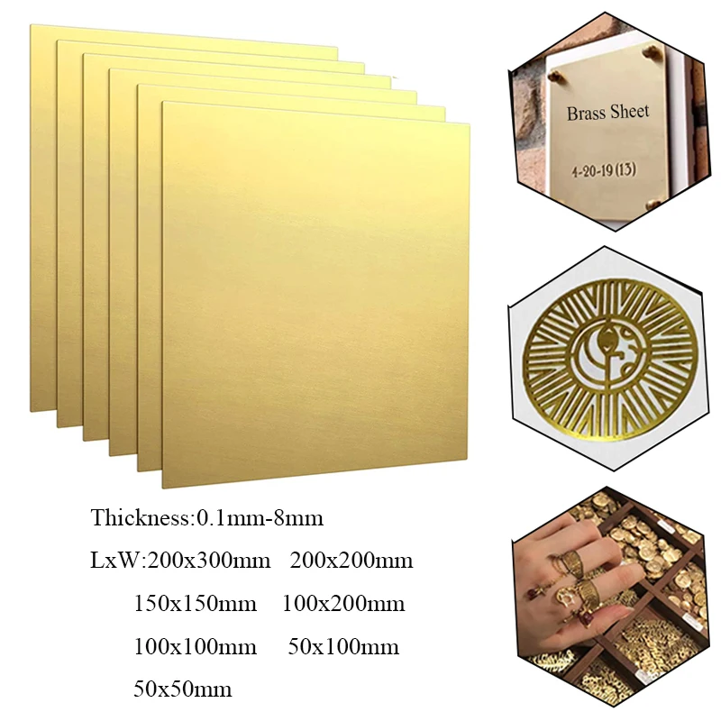 1pcs Brass Sheet Thickness 0.1/0.5/1.5/2/3/4/6/8mm Brass Plate Cutting ...