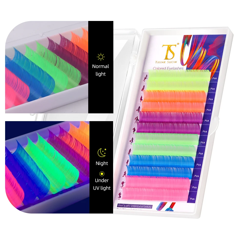 THINKSHOW-UV-Neon-Lash-Colors-Eyelash-Extension-Glow-In-The-Dark-Lashes ...