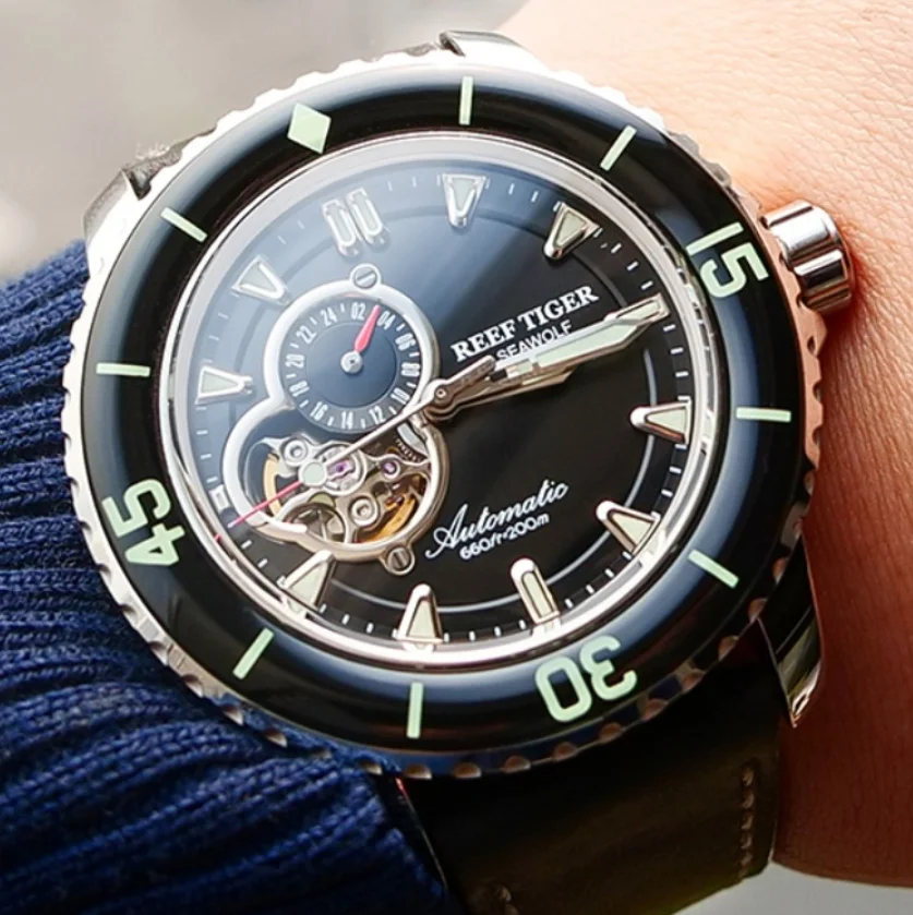 Reef Tiger Men Automatic Watch 44mm Mechanical Wristwatch Diver 20ATM ...