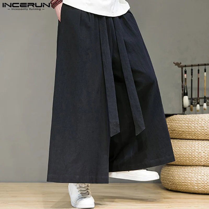 INCERUN-2023-Chinese-Style-Men-s-Long-Pants-Cotton-Linen-Straight-Tube ...