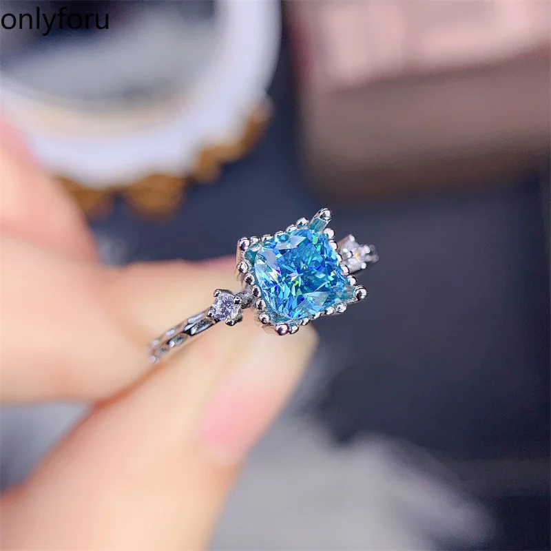 Blue Square Diamond Rings