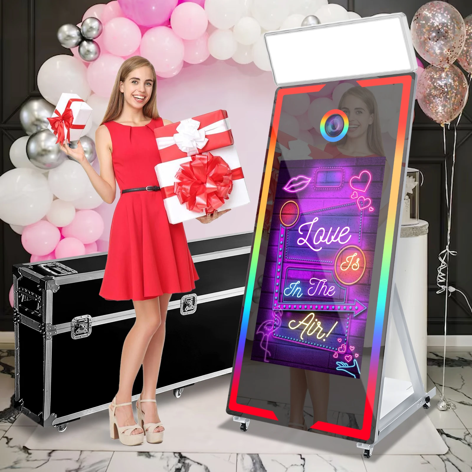 Touch Screen Mirror Photobooth Portable 40 65 inch Magic Mirror Photo ...
