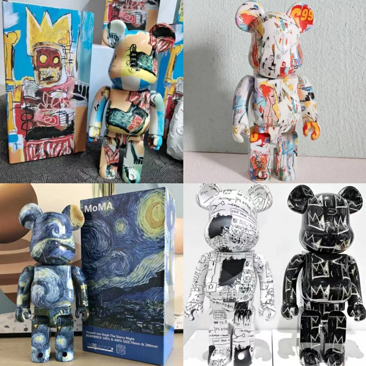 Bearbricks-Pintura-de-Bearbricks-escultura-de-Van-Goghs-estatua-de-oso ...