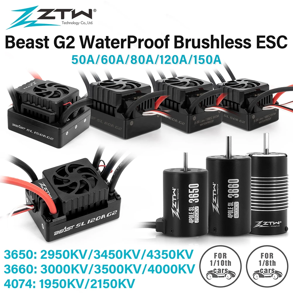 ZTW-32-Bit-Beast-G2-SL-50A-60A-80A-120A-150A-ESC-Waterproof-Speed ...