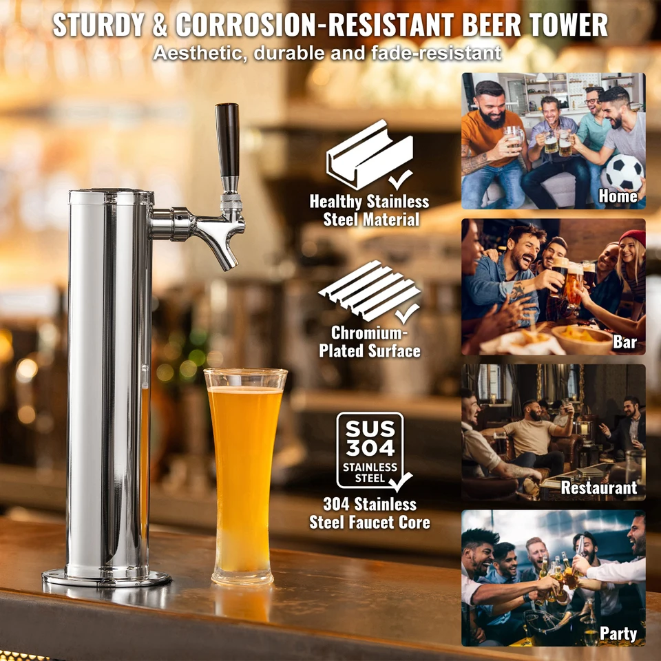 Beer Making Kit With Flow Control - 304 Stainless Steel Beer Tower Kit ...