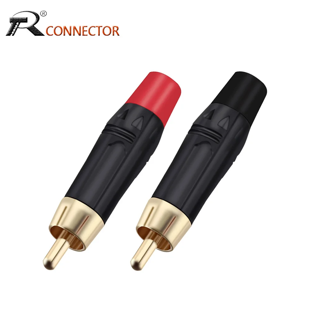 50pcs-LOGO-Customized-RCA-Male-Connector-Gold-Plating-Audio-Adapter ...