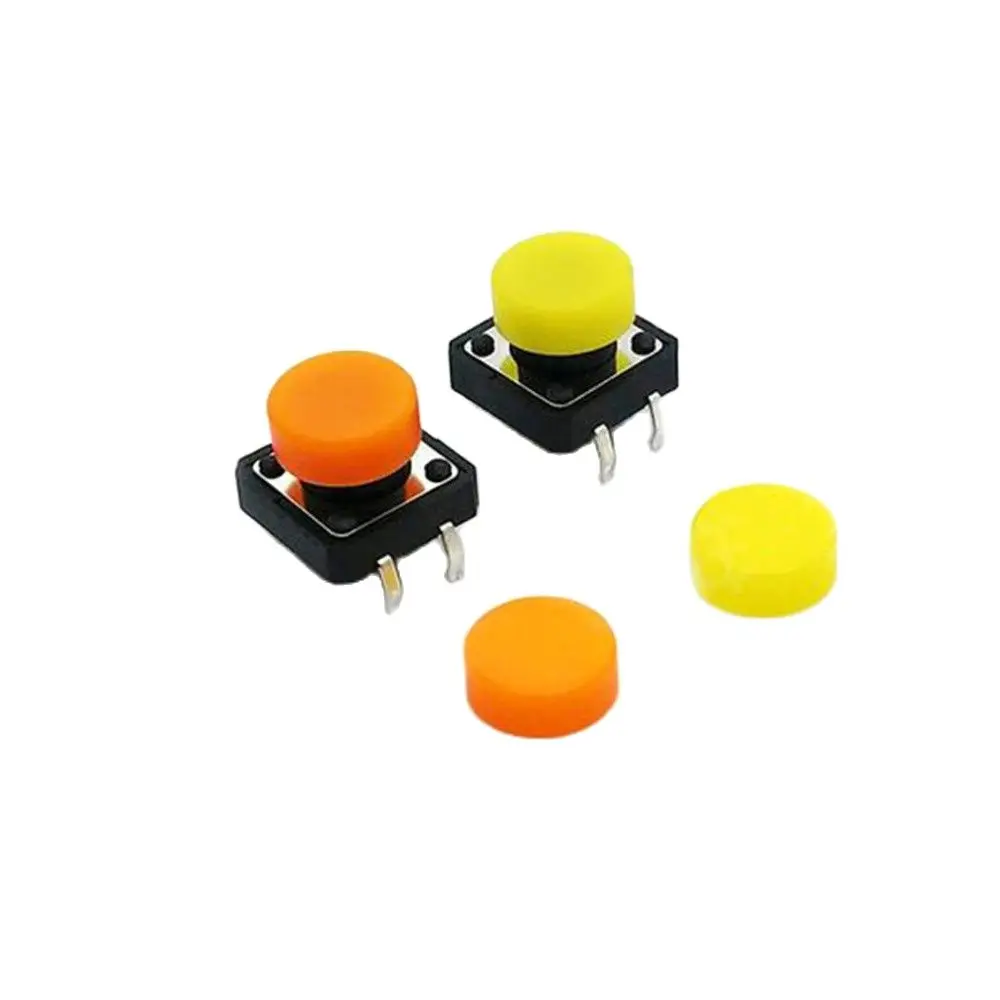 100pcs Round Button Cap Orange/Yellow Patch Switch Button Cap for 12 ...
