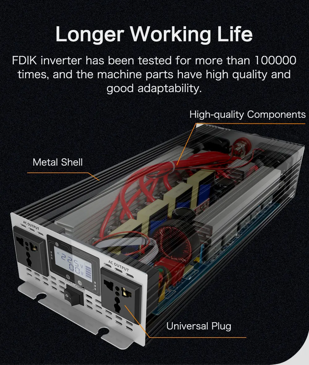 Інвертор FDIK Pure Sine Wave Inverter 12V/220V 3000W.Чиста Синусоїда ...