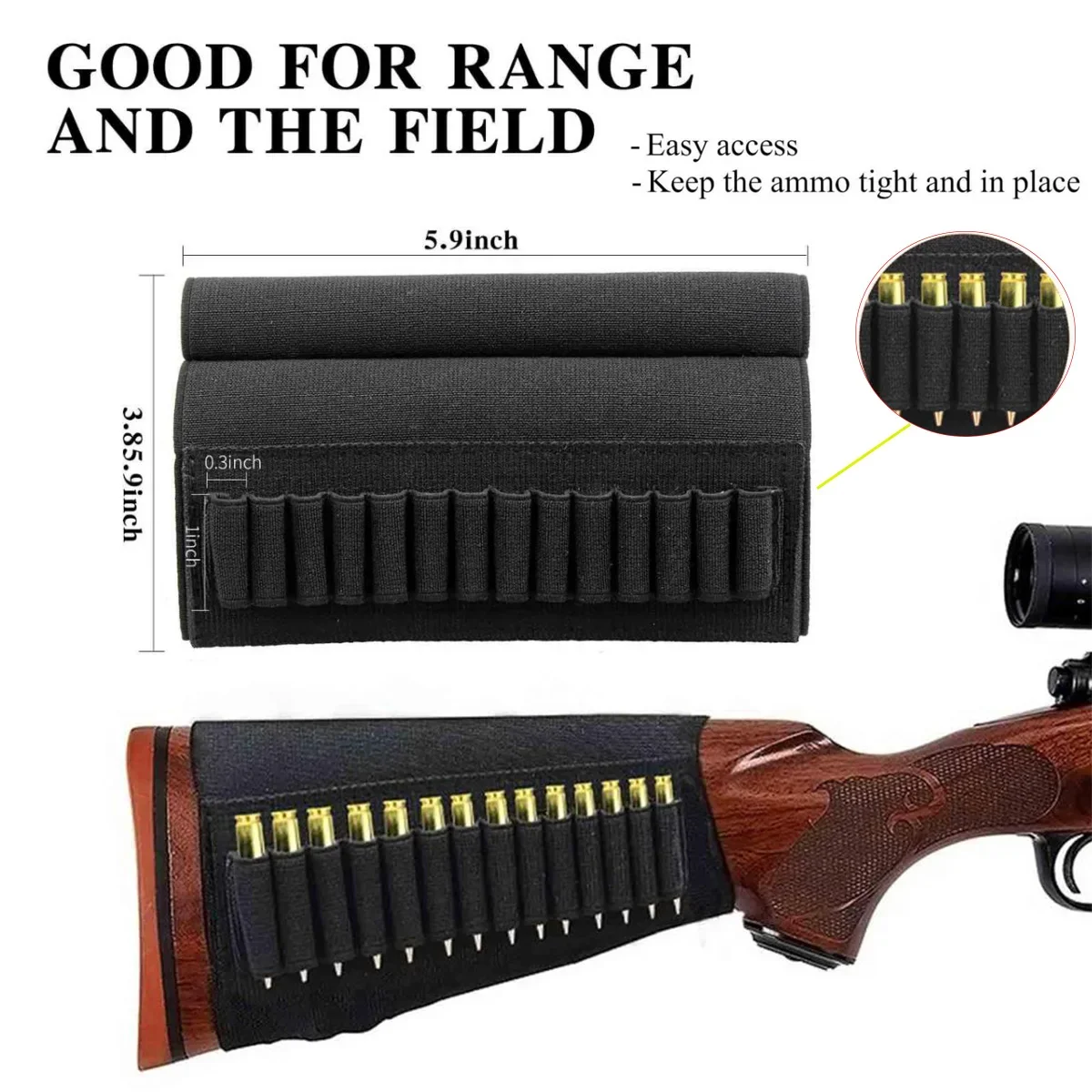 14-Rounds-Tactical-Shell-Holder-Shotgun-Buttstock-Ammo-Pouch-Bullet ...