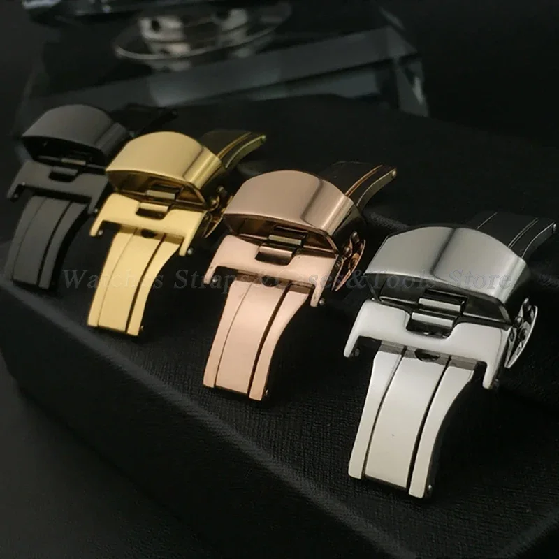 Stainless-Steel-Butterfly-Buckle-Polished-Matte-Lock-Watch-Strap-Button ...
