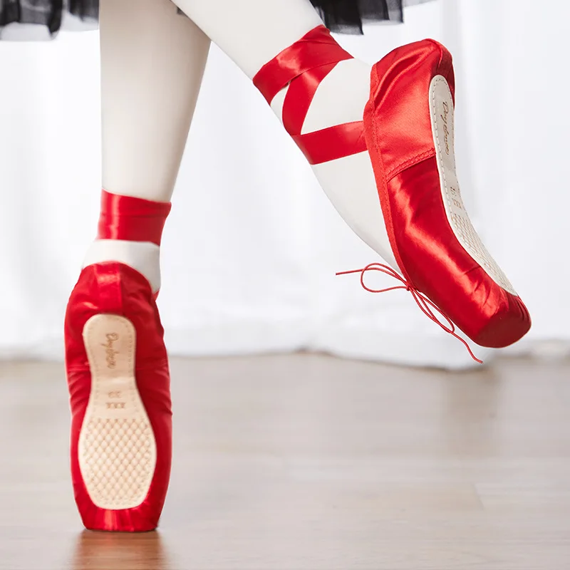 Scarpe-a-punta-scarpe-da-balletto-scarpe-da-ballo-in-raso-rosso-da ...