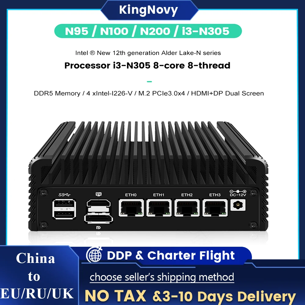 4 Intel i226-V 2.5G LANs Firewall Soft Router 12th Gen Intel i3 N305 ...