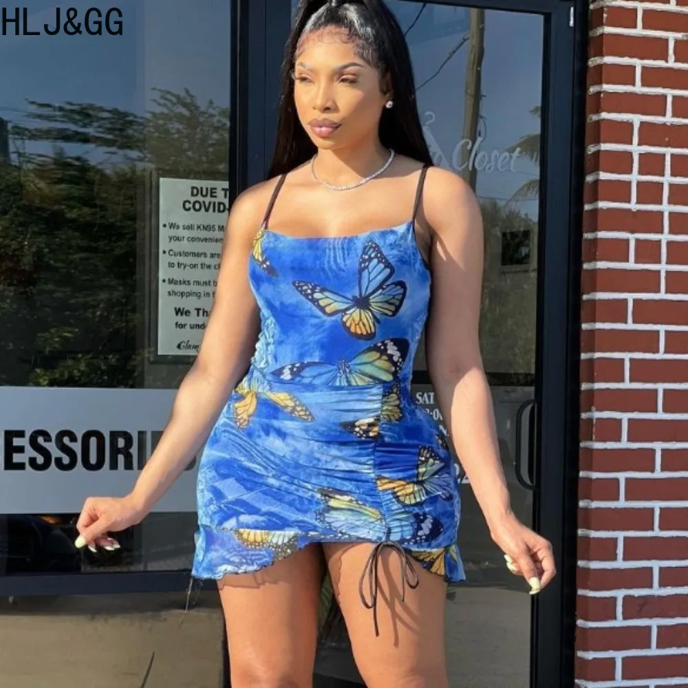 HLJ-GG-Fashion-Y2K-Butterfly-Print-Bodycon-Mini-Suspenders-Dress-Women ...