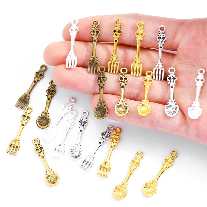 20pcs Gold color Spoon Charms Necklace Pendant Bracelet Jewelry Making ...