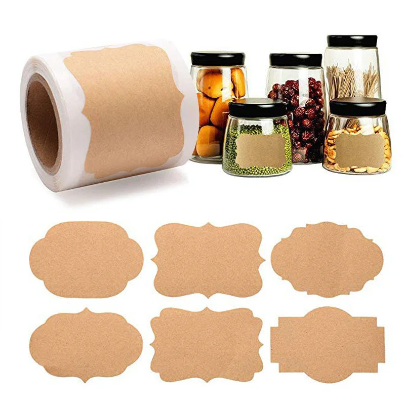 300-500pcs-Roll-Blank-Kraft-Paper-Label-Stickers-Handmade-Baking-Seal ...