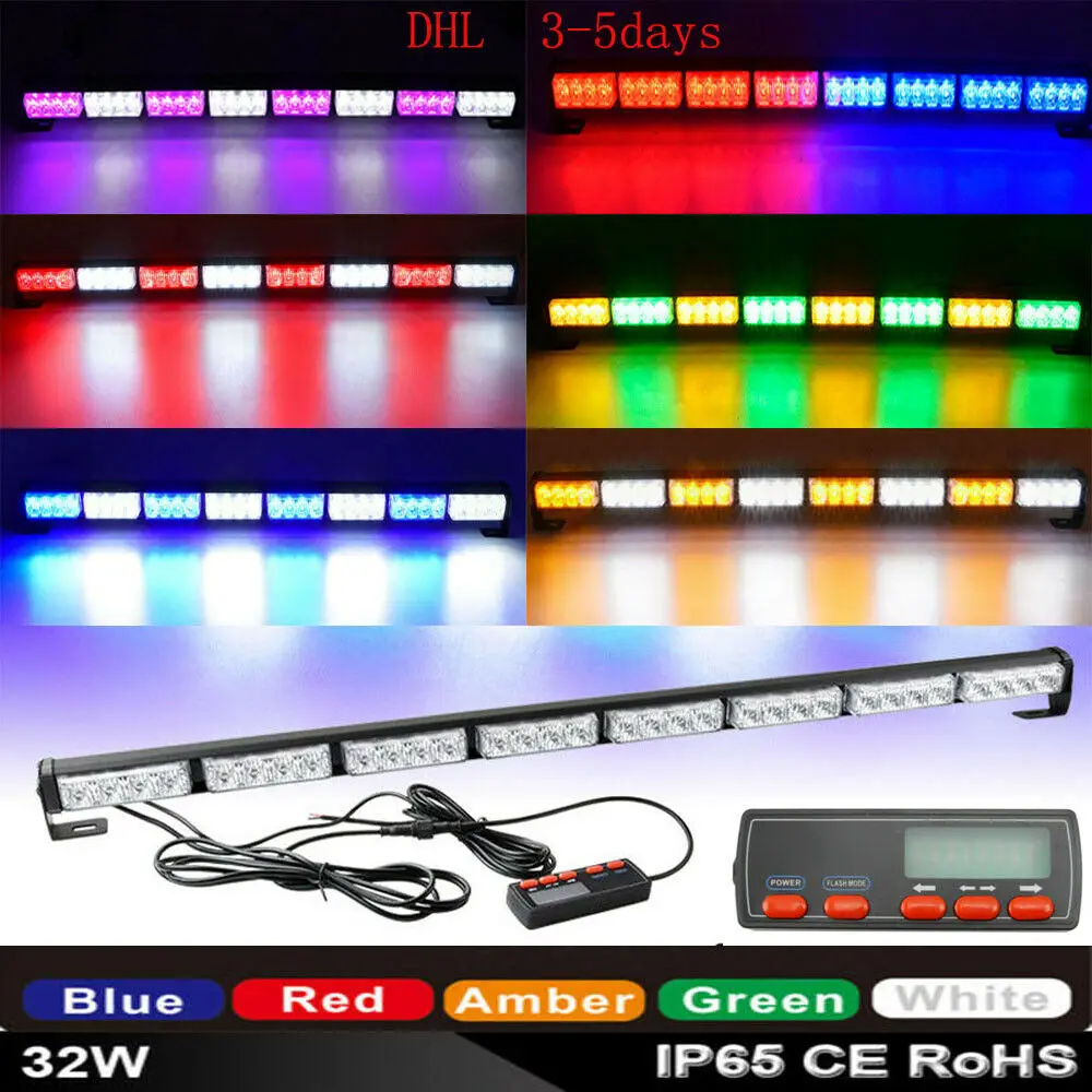 35" 32 Led Flashing Traffic Adviser Directional Arrow Strobe Light Bar ...