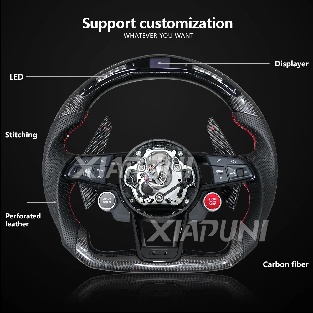Customized LED Carbon Fiber Steering Wheel Compatible with Audi R8, TT ...