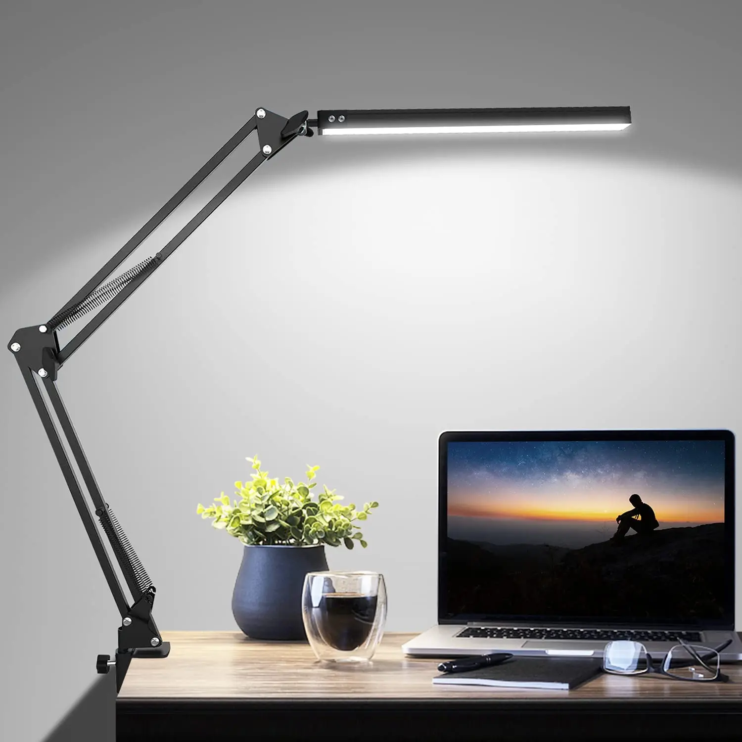 LED-Desk-Lamp-with-Clamp-3-Color-Modes-Swing-Arm-Desk-lamp-Adjustable ...