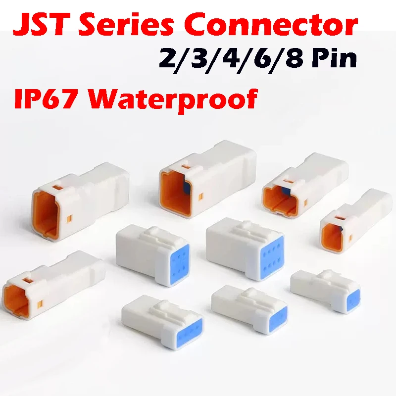 10PCS JST Series Connector 2/3/4/6/8PIN IP67 Waterproof Connector 04T ...