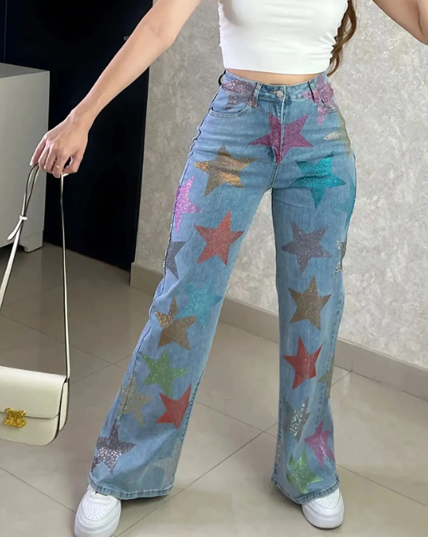 Pantalones-vaqueros-de-cintura-alta-para-mujer-Vaqueros-Vintage-con ...