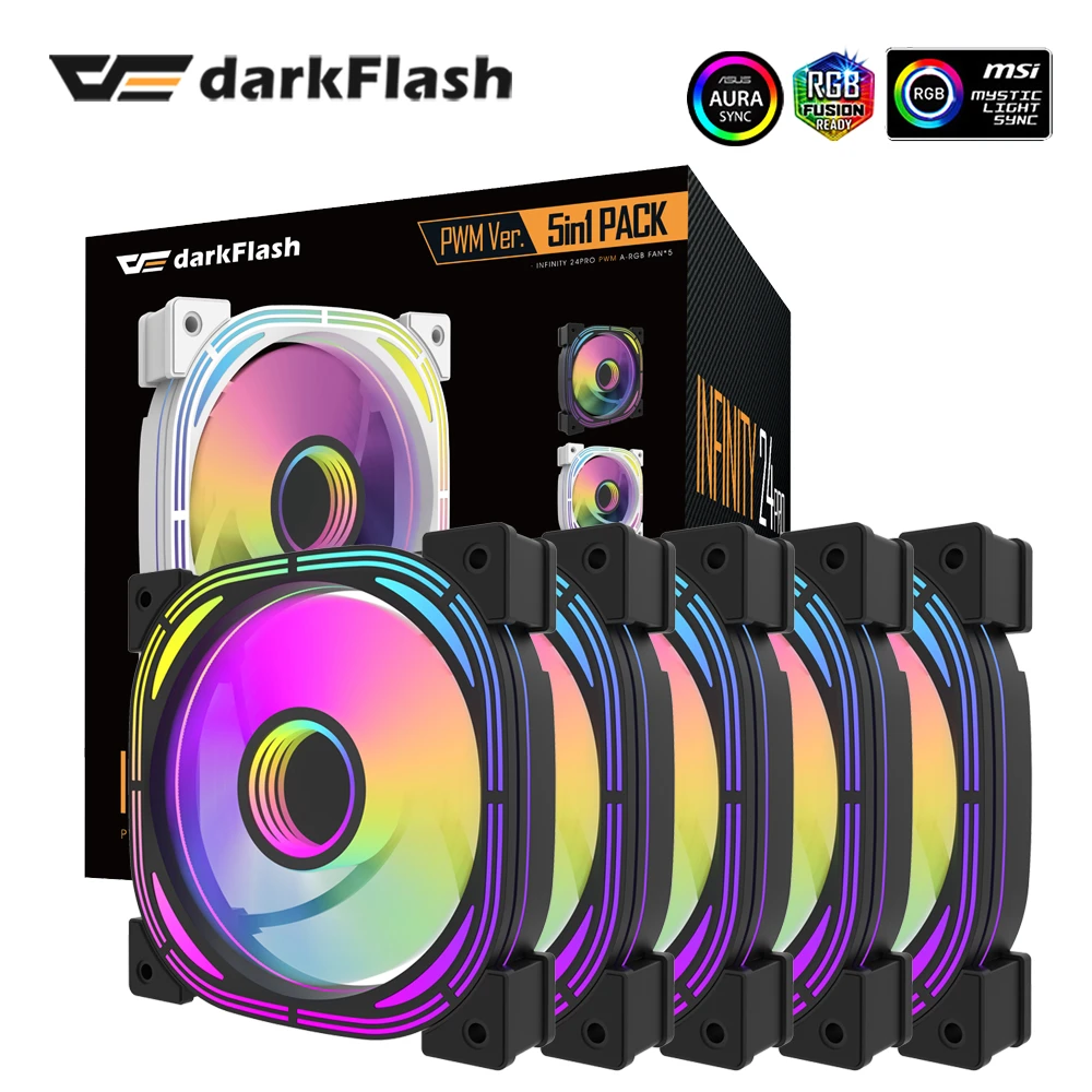 Darkflash inf24 pro 120mm rgb caso pc ventilador infinito 3 pinos 5v ...
