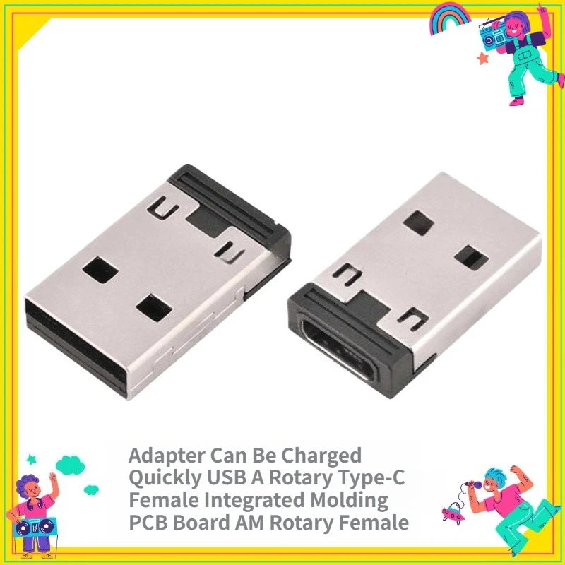 5/10PCS Adapter Can Be Charged Quickly USB A Rotary Type-C Female ...
