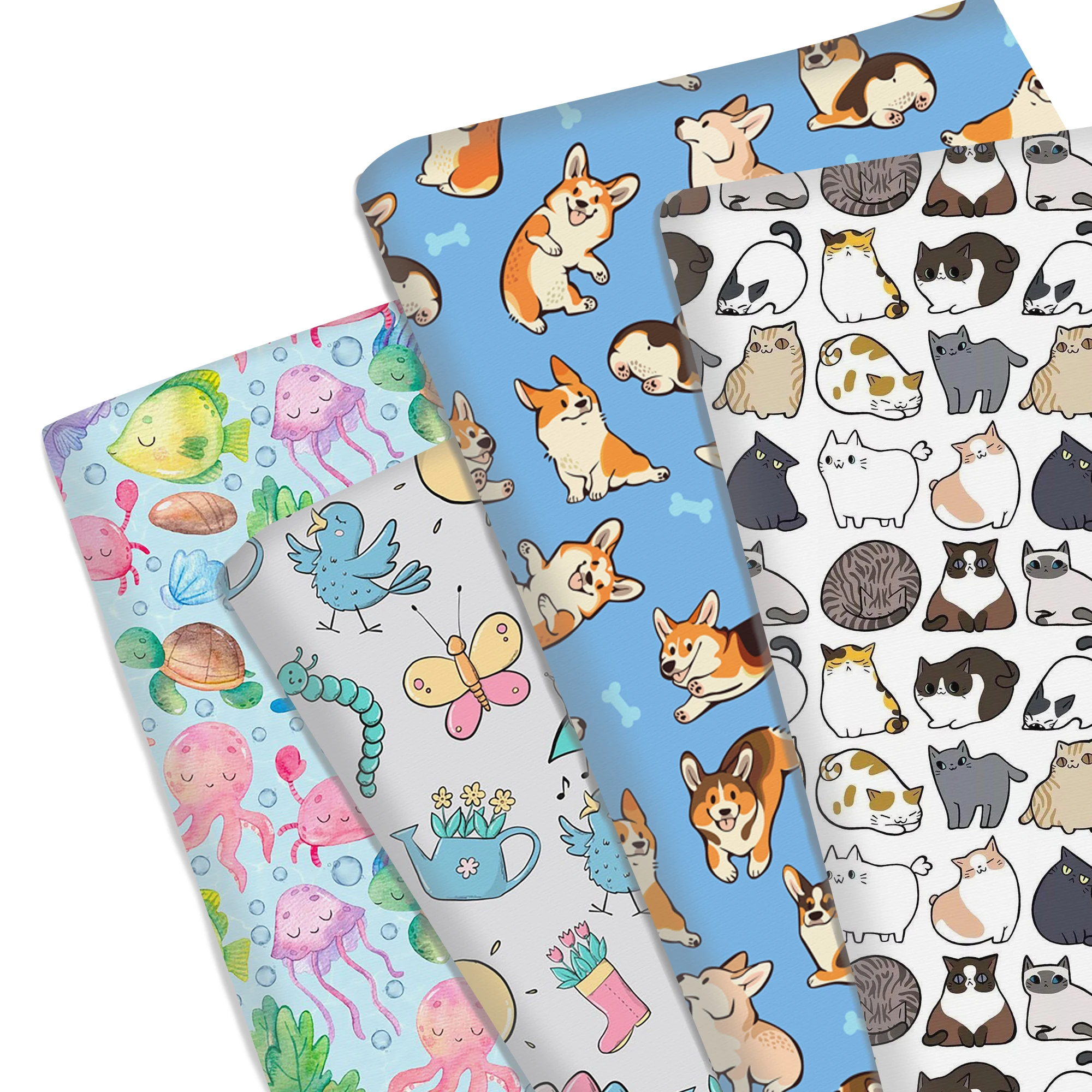 50*145cm Cut Cat Dog Animal Printed Cotton Fabric Patchwork Textile ...