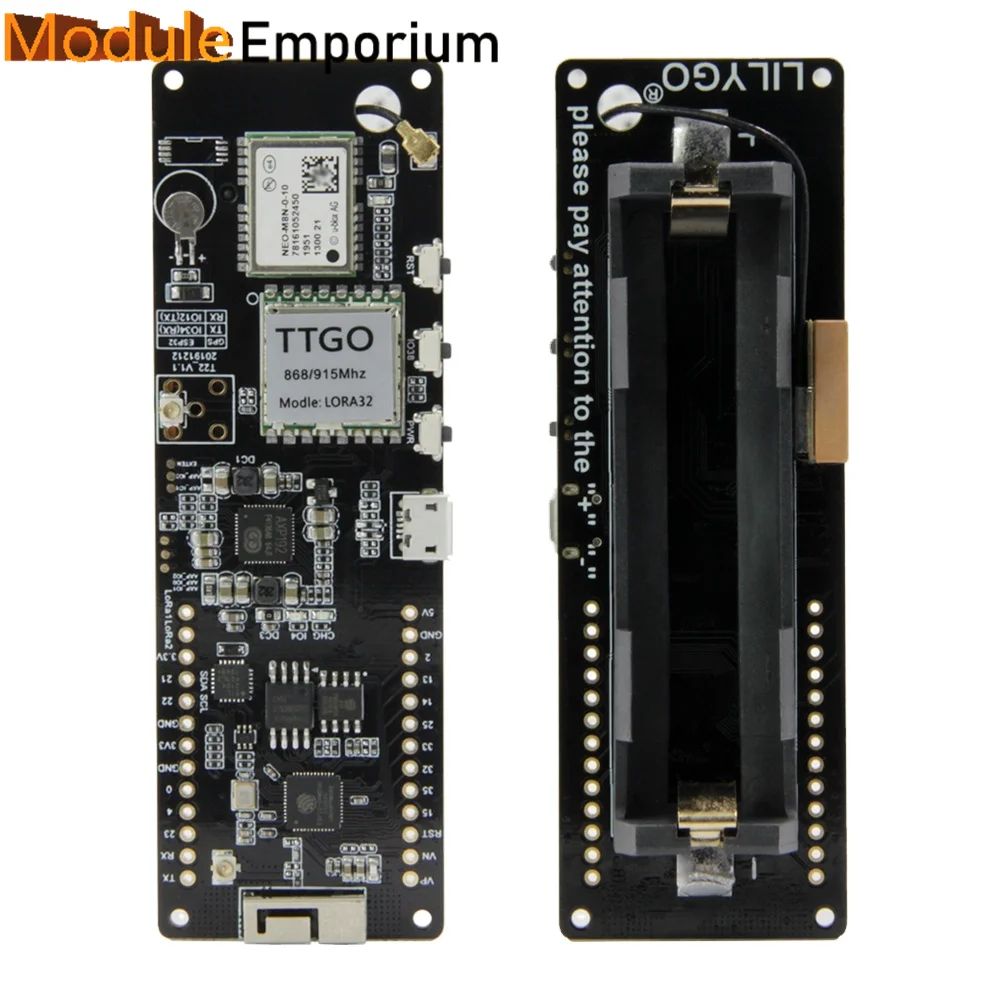 TTGO t beam V1.1 ESP32 LORA, módulo inalámbrico Wifi, soporte de batería IPEX 915, sin soldadura ...