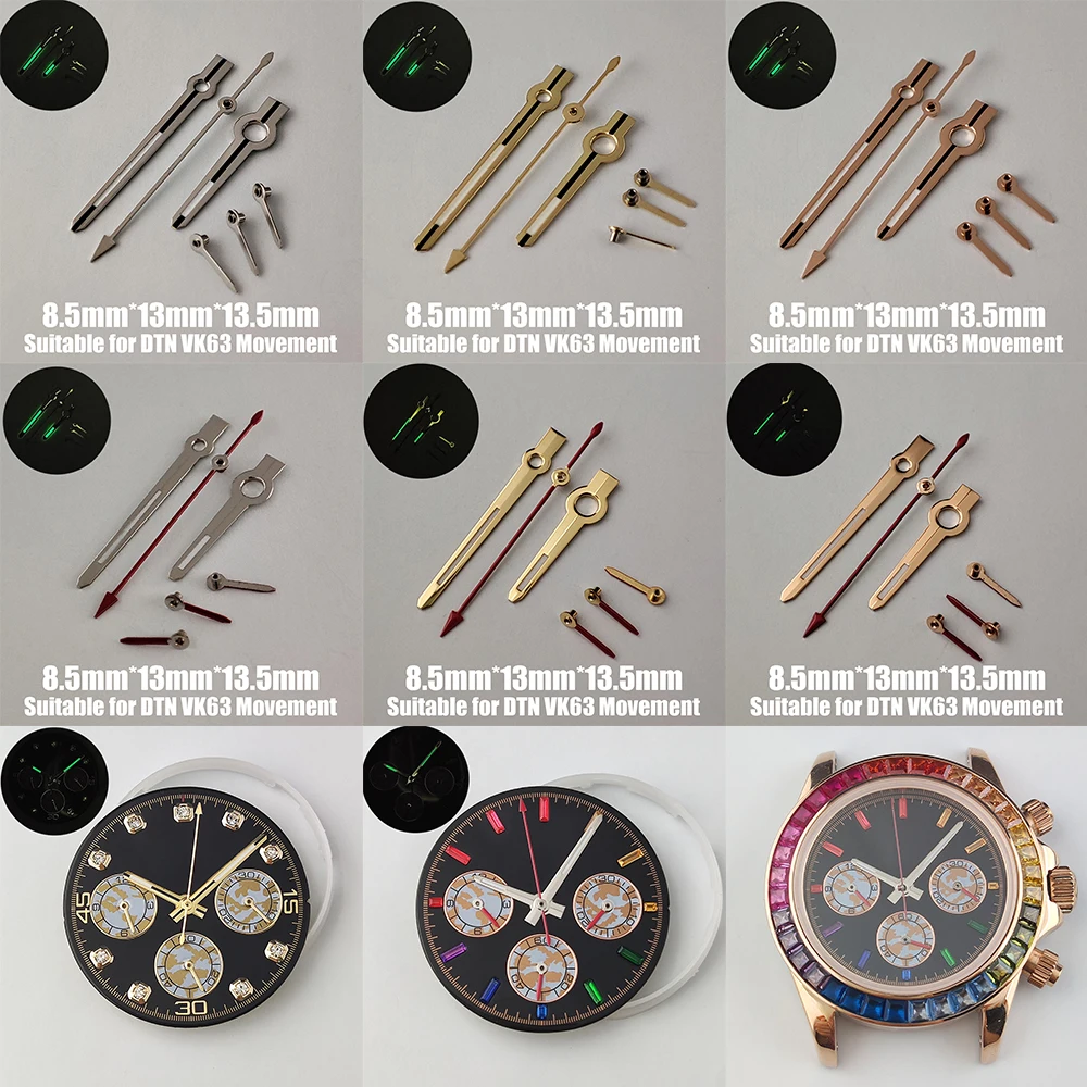VK63 Hands Daytona Watch Hands Luminous Rainbow Hands Dial 29.5MM For ...