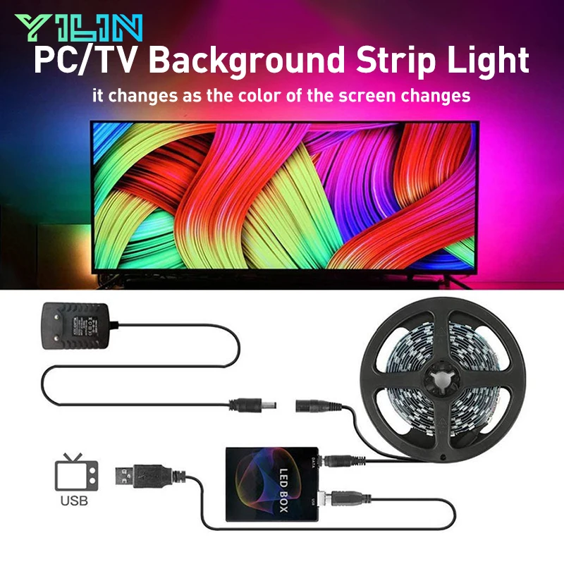 Immersive RGBIC LED Strip Computer Backlight TV/PC Monitor Screen Color ...