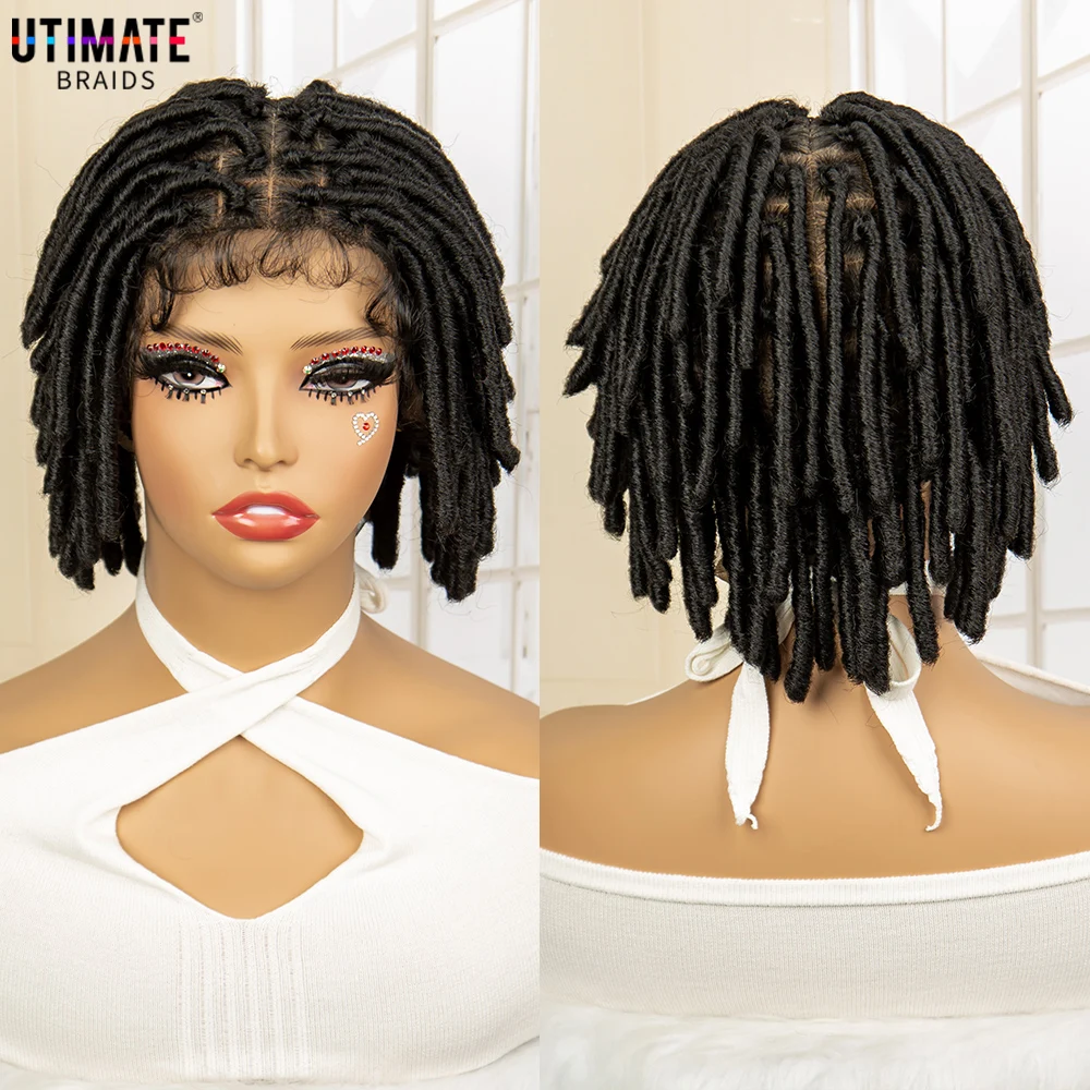 New-Short-Synthetic-Dreadlock-Faux-Locs-Wig-Knotless-Braided-Wig-with ...