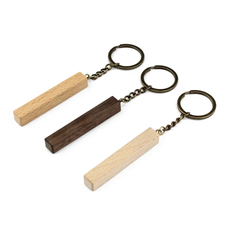 Blank Wood Strip Key Chains for Friend Rectangular Wooden Keychain ...