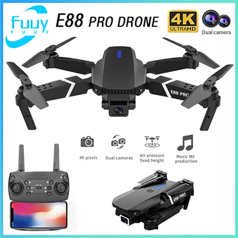 Dron profesional E88 PRO, 4K, gran angular, cámara HD, altura fija, Control remoto ...