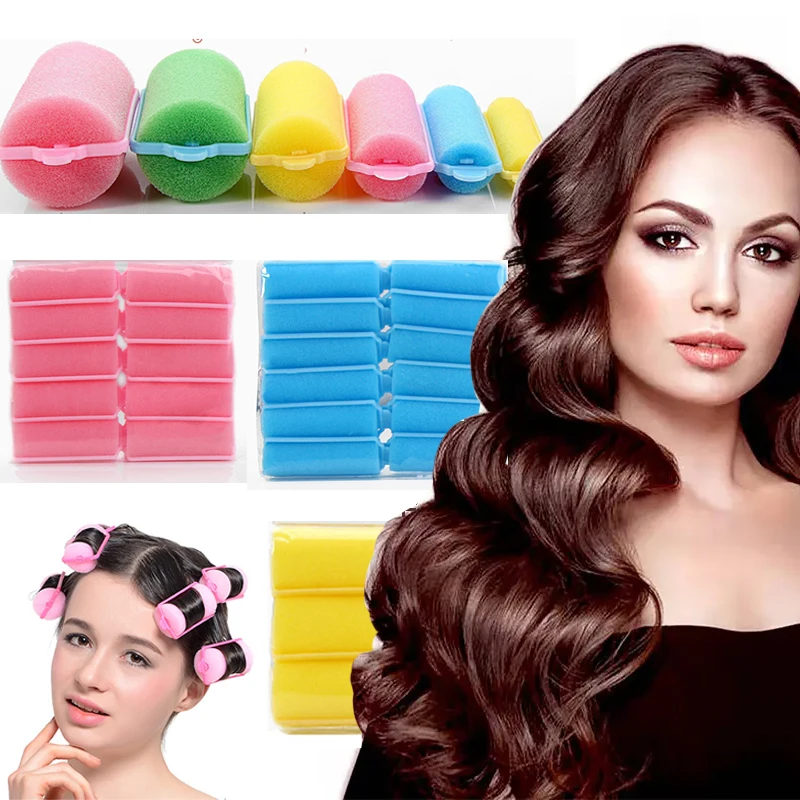 High Quality Soft Magic Sponge 6 Sizes Foam Hair Rollers DIY ...