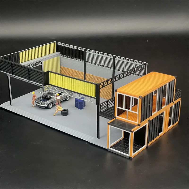 1/64 Scale Model Car Repair Garage Dioramas Miniature Collection Scene ...
