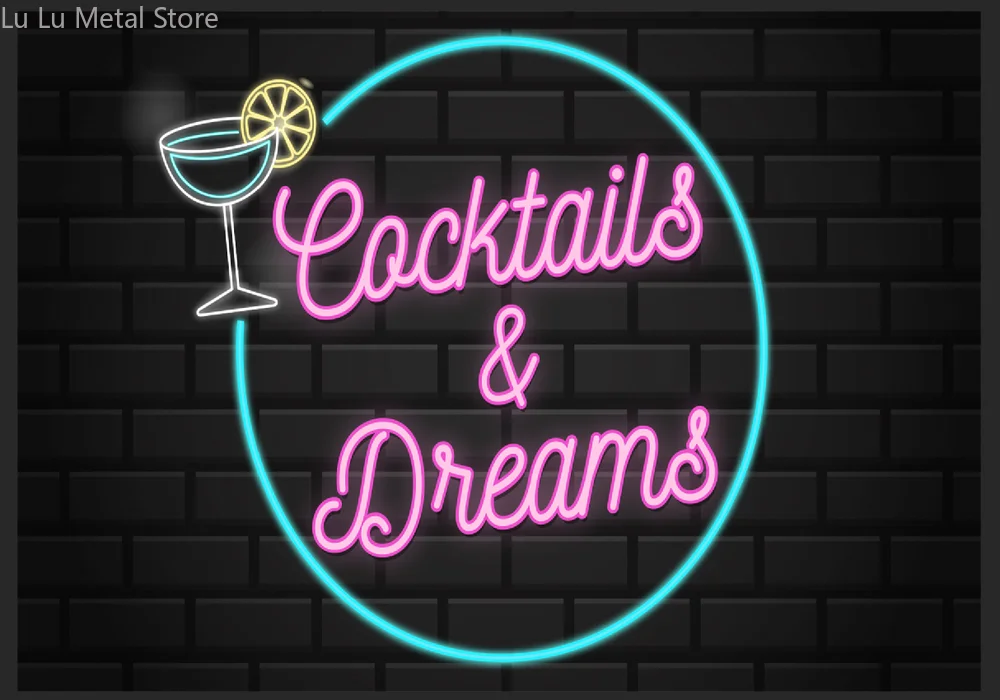 Cocktails-Dreams-Neon-Style-Metal-Sign-Man-Cave-Bar-Pub-Party-Shed ...