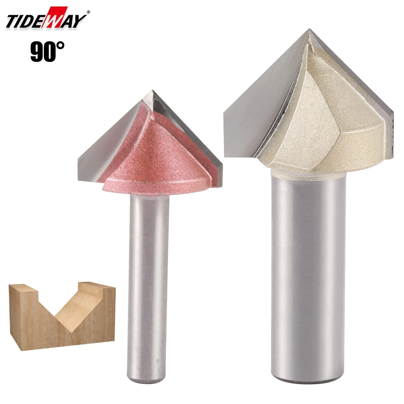 TIDEWAY-2pcs-90-Degree-6mm-12-7mm-3D-V-Shape-Milling-Wood-Cutter-Knife ...